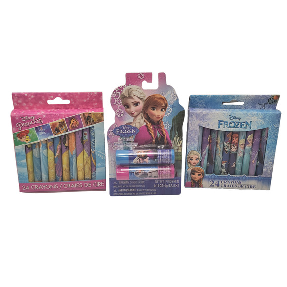 Office | Disney Frozen Crayons 24pcs Disney Princess24pcs Lip Balm 2pcs ...